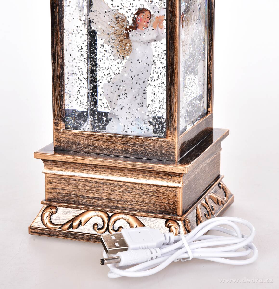 SVĚTLO ANDĚLSKÉ NADĚJE | LED lucerna s poletujícími třpytkami, andělem ...