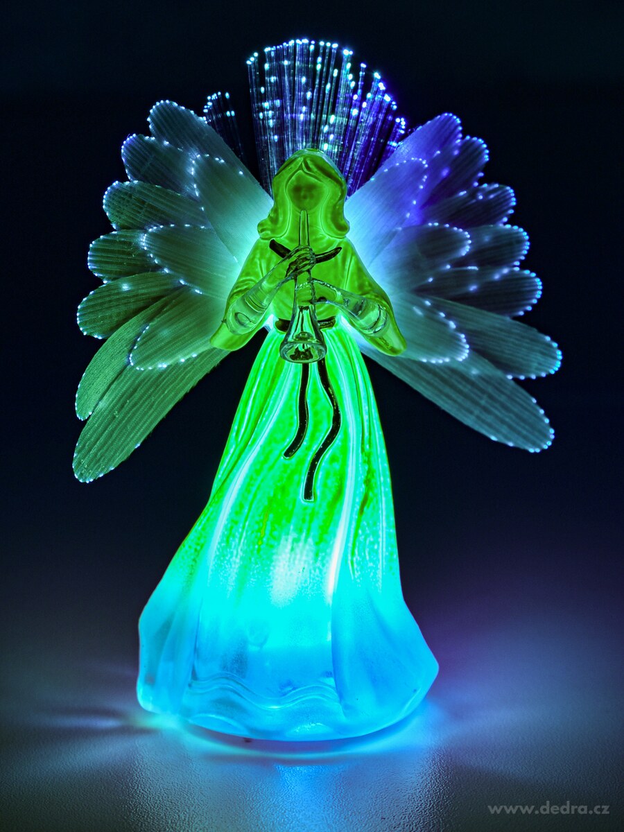 ANDĚLSKÁ FANFÁRA | svítící LED anděl | žlutý s nebeskou fanfárou | 13 ...