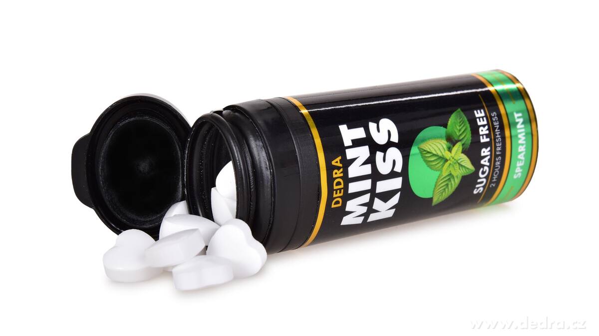 Mátové osvěžující pastilky bez cukru MINT KISS, spearmint | DEDRA eshop