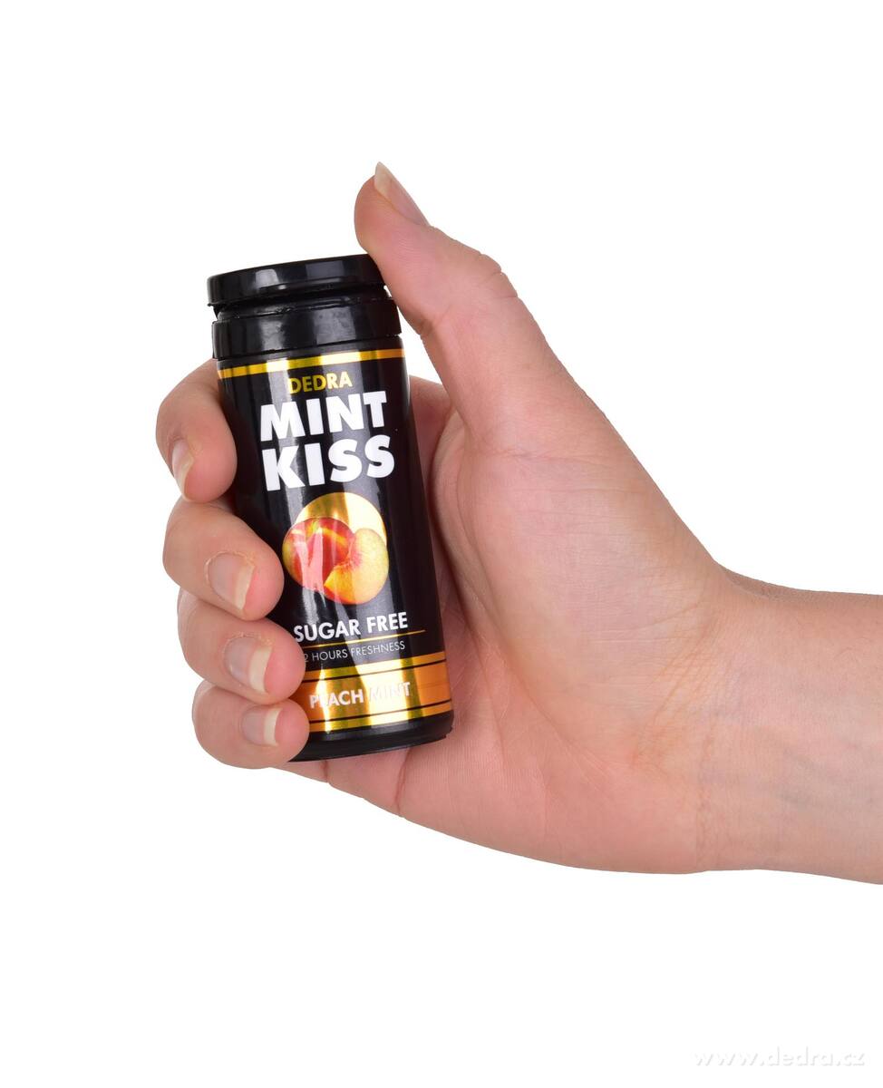 Sada 2+1 mátové osvěžující pastilky bez cukru MINT KISS, peach mint ...