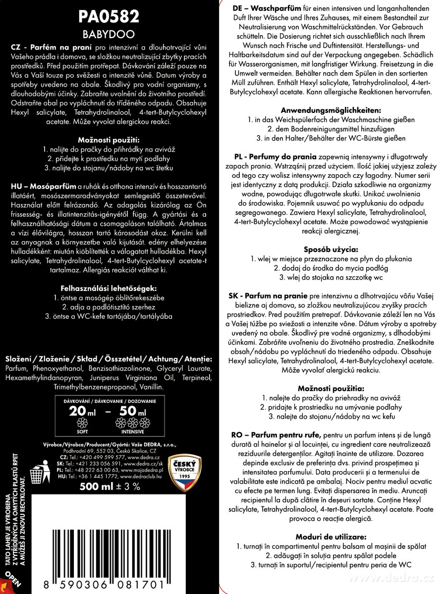 PARFUMAGE BABYDOO® | Parfém na praní | 500 ml - Vaše DEDRA - oficiálne ...